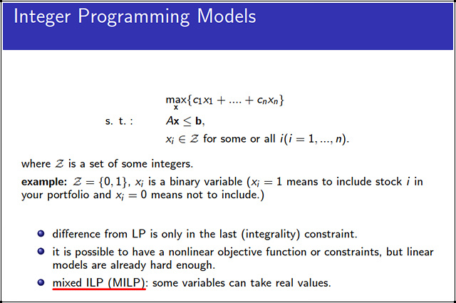 3.3.3 Integer Linear Programming (ILP) - 44살에 배운 미국 금융공학 수업